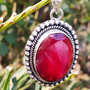 Ruby Pendant, 925% Sterling Silver Pendant, Statement Pendant, Red ...