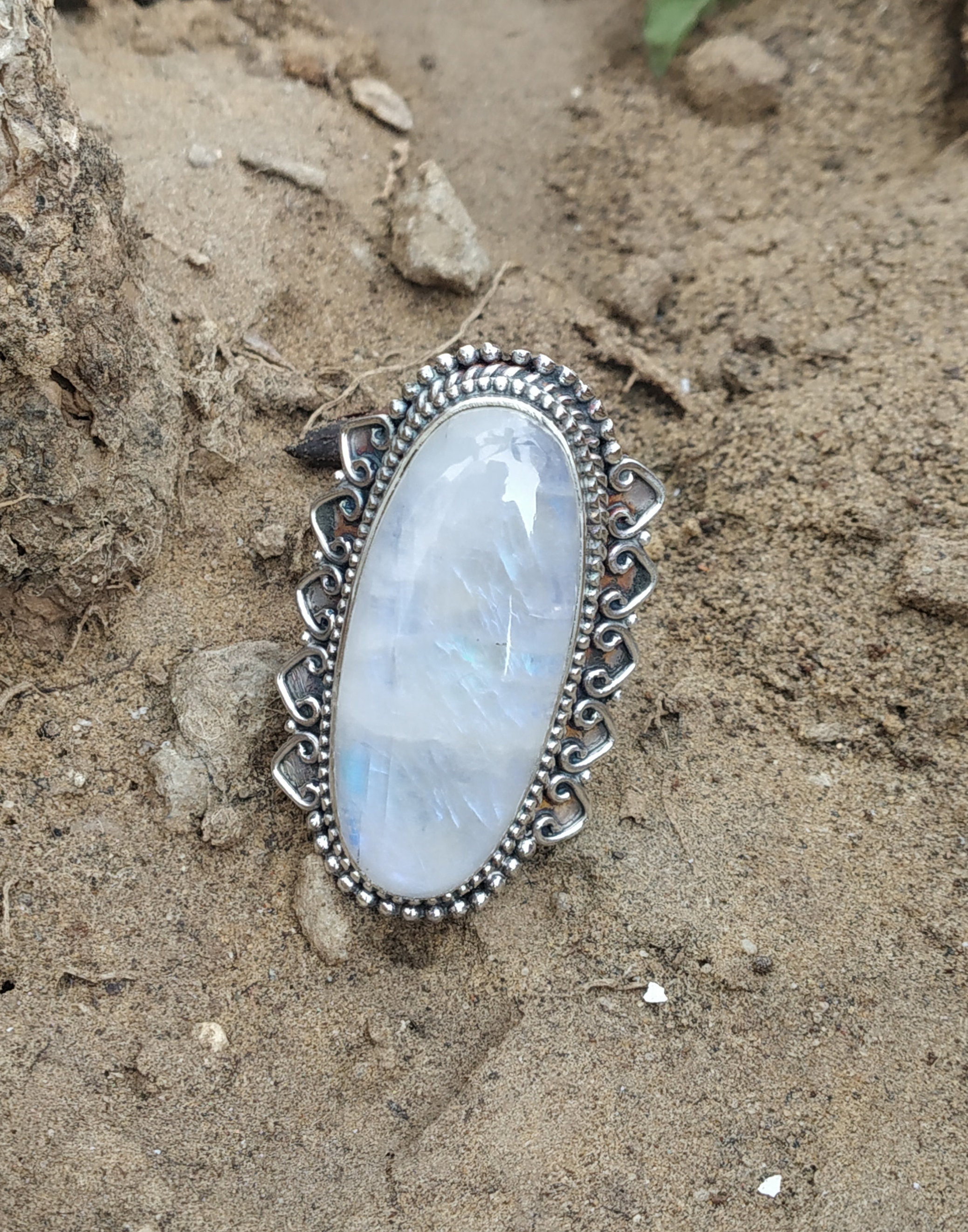 Natural Moonstone Ring 925 Silver Ring Rainbow Moonstone - Etsy