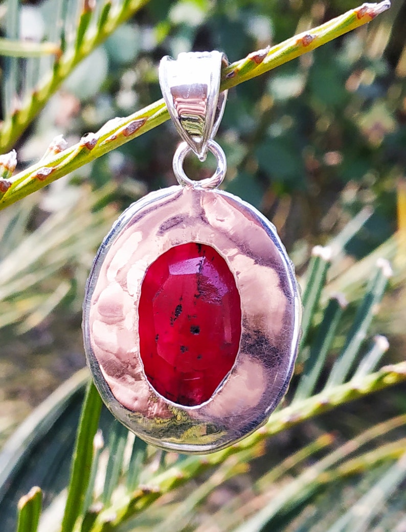 Ruby Pendant 925% Sterling Silver Pendant Statement Pendant - Etsy