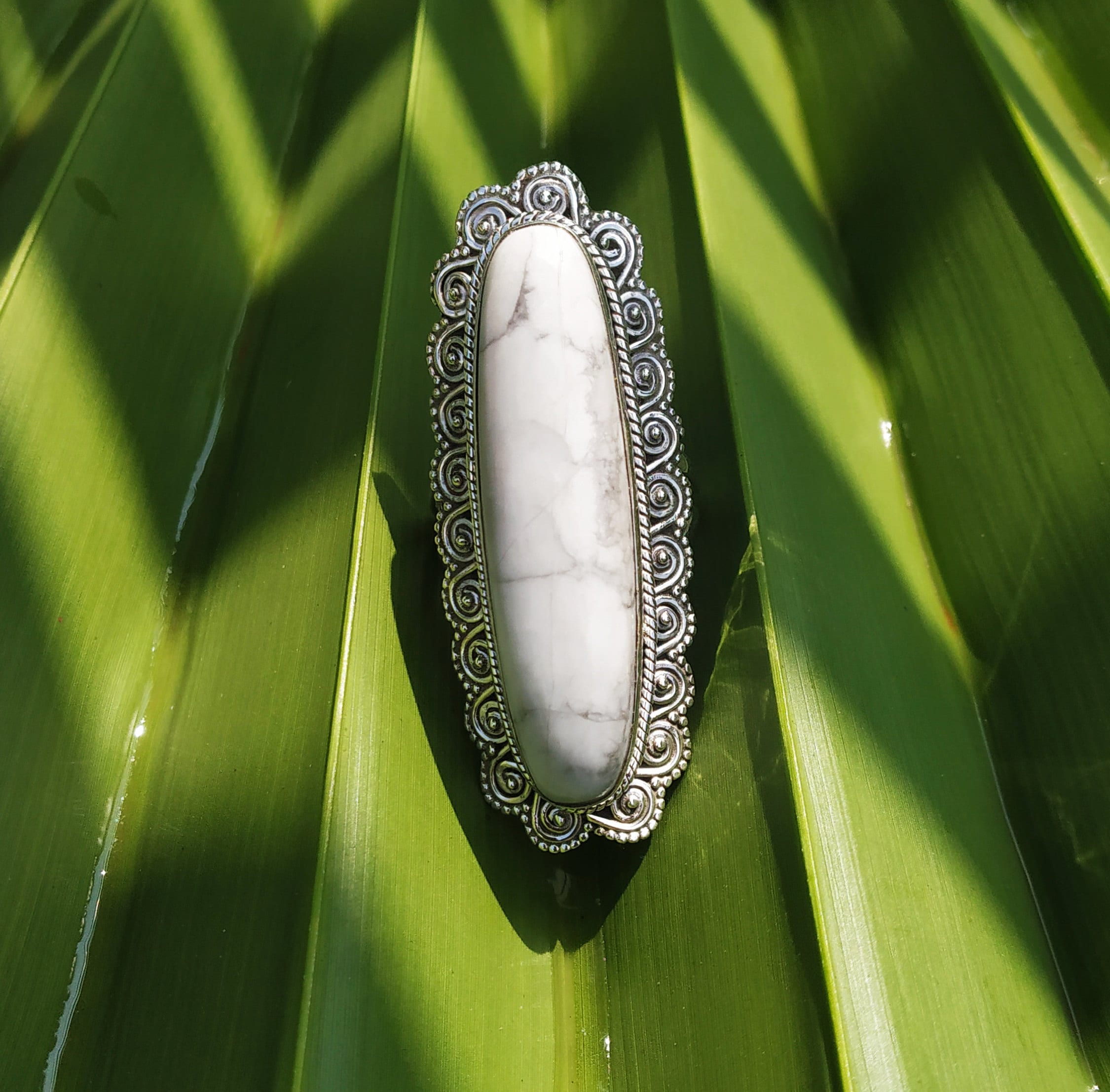 White Howlite Ring 925 Sterling Silver Ring White Buffalo | Etsy