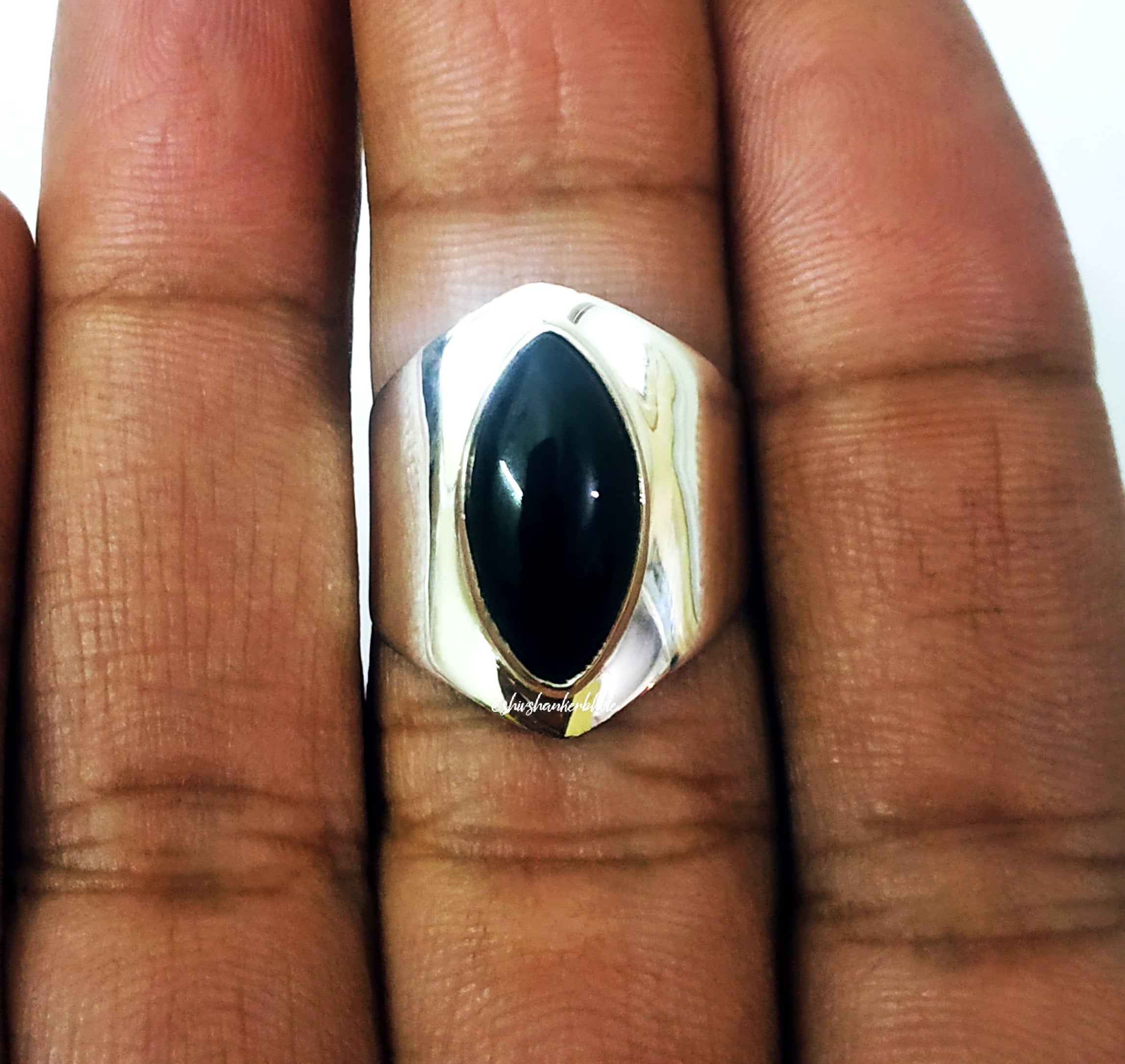 Bague en onyx noir bague en argent 925% bague à large - Etsy Canada