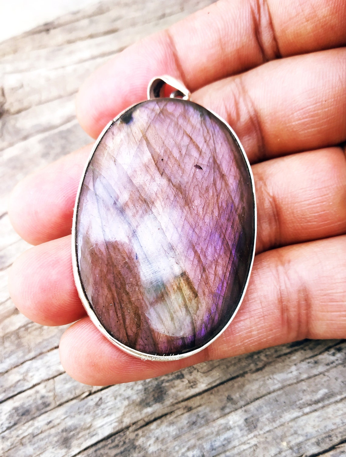 Purple Labradorite Pendant 92.5% silver Pendant Huge Big | Etsy