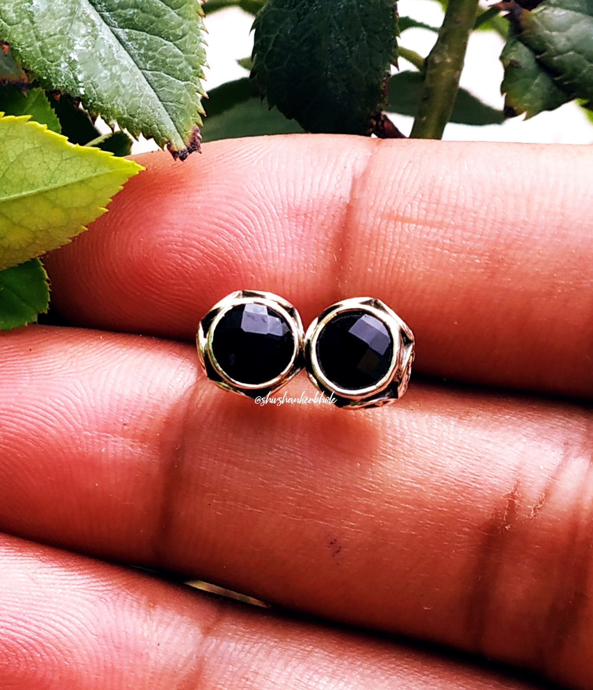 Black Onyx Studs 925 Silver Earrings Push Back Studs 6mm | Etsy