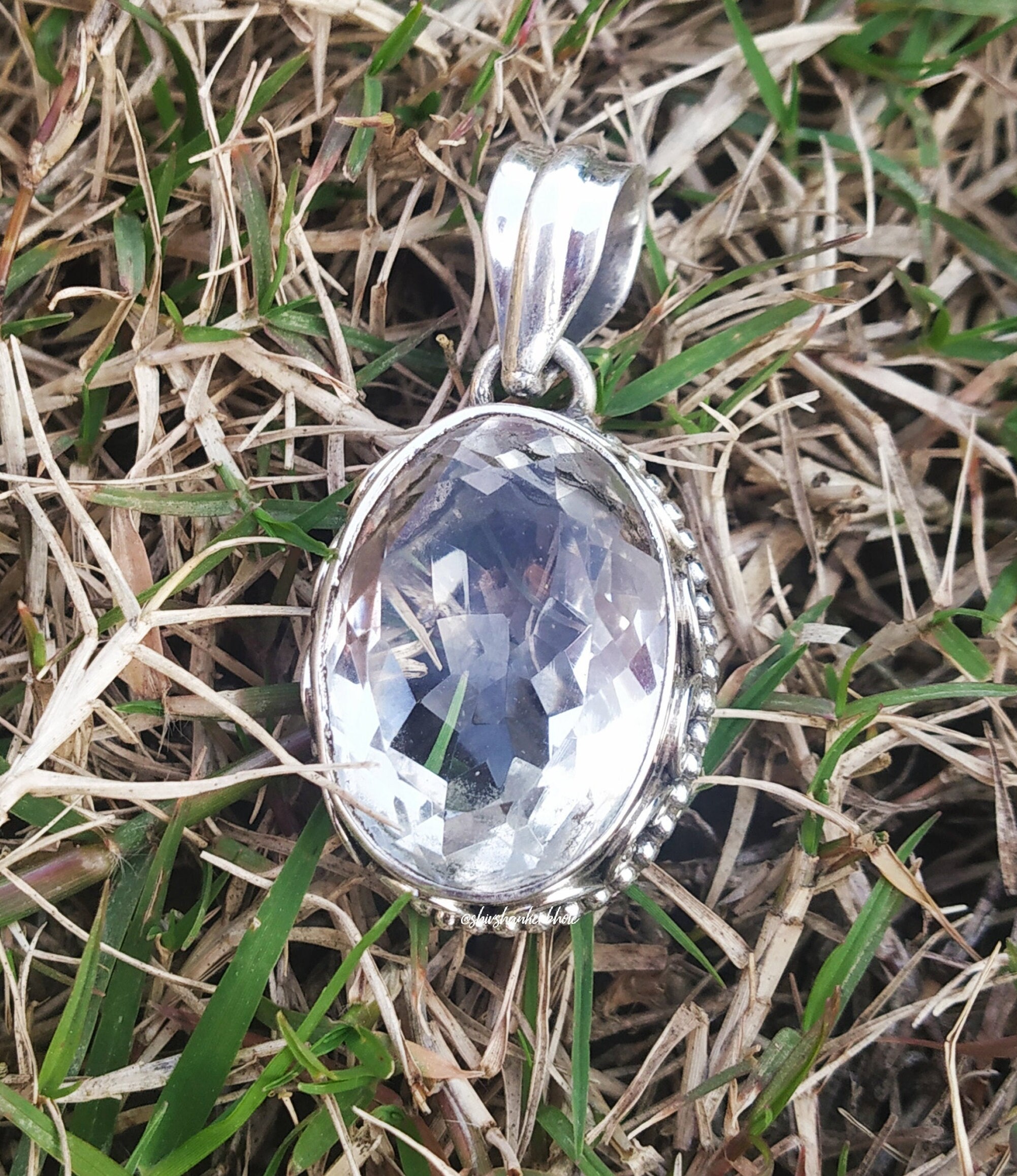 Crystal Quartz Pendant 92.5% sterling silver pendant Crystal | Etsy