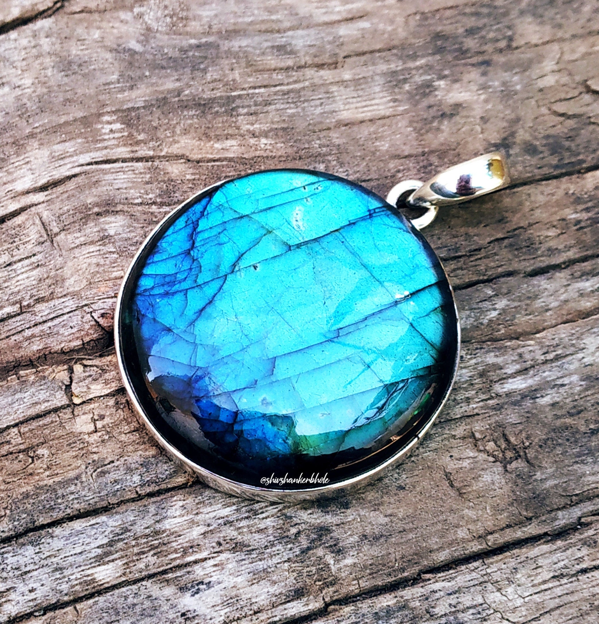 Labradorite Pendant 30mm Big Stone Pendant 92.5% Silver - Etsy