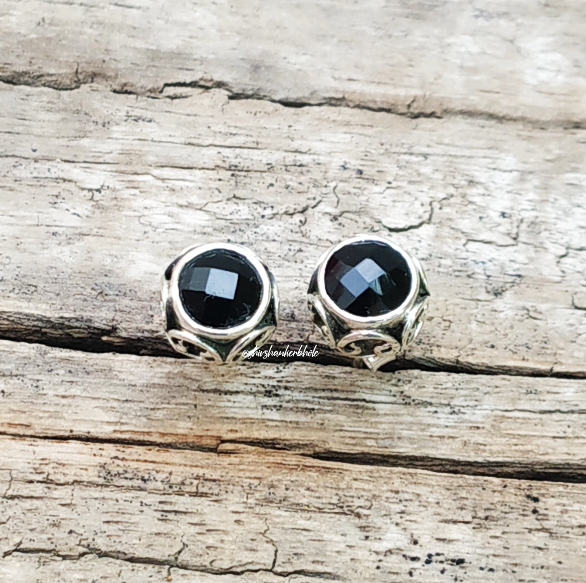 Black Onyx Studs 925 Silver Earrings Push Back Studs 6mm | Etsy