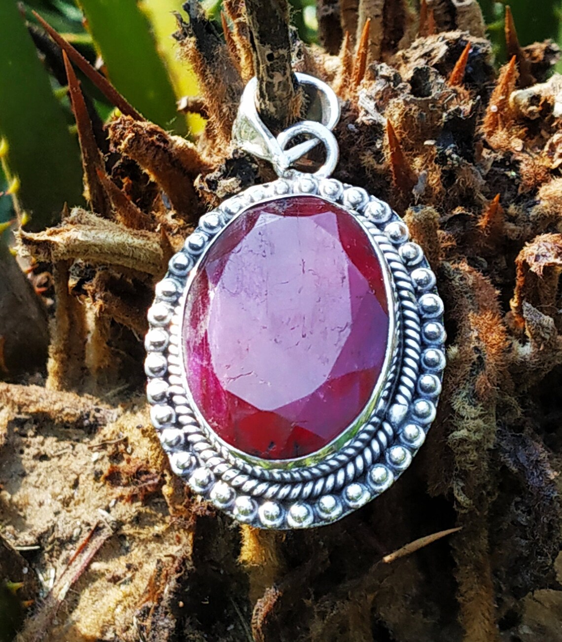Ruby Pendant 925% Sterling Silver Pendant Statement Pendant - Etsy