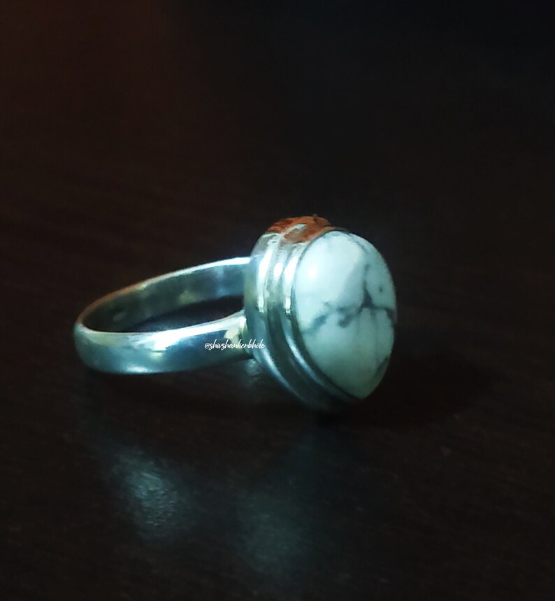 White Howlite Ring 92.5% Silver Ring Water-drop Stone Ring - Etsy
