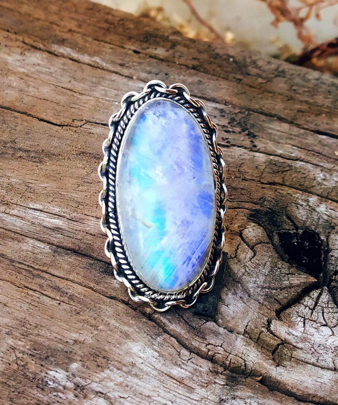 Big Moonstone Ring, 92.5% Silver Ring, Long Ring, Big Stone Ring, Boho ...