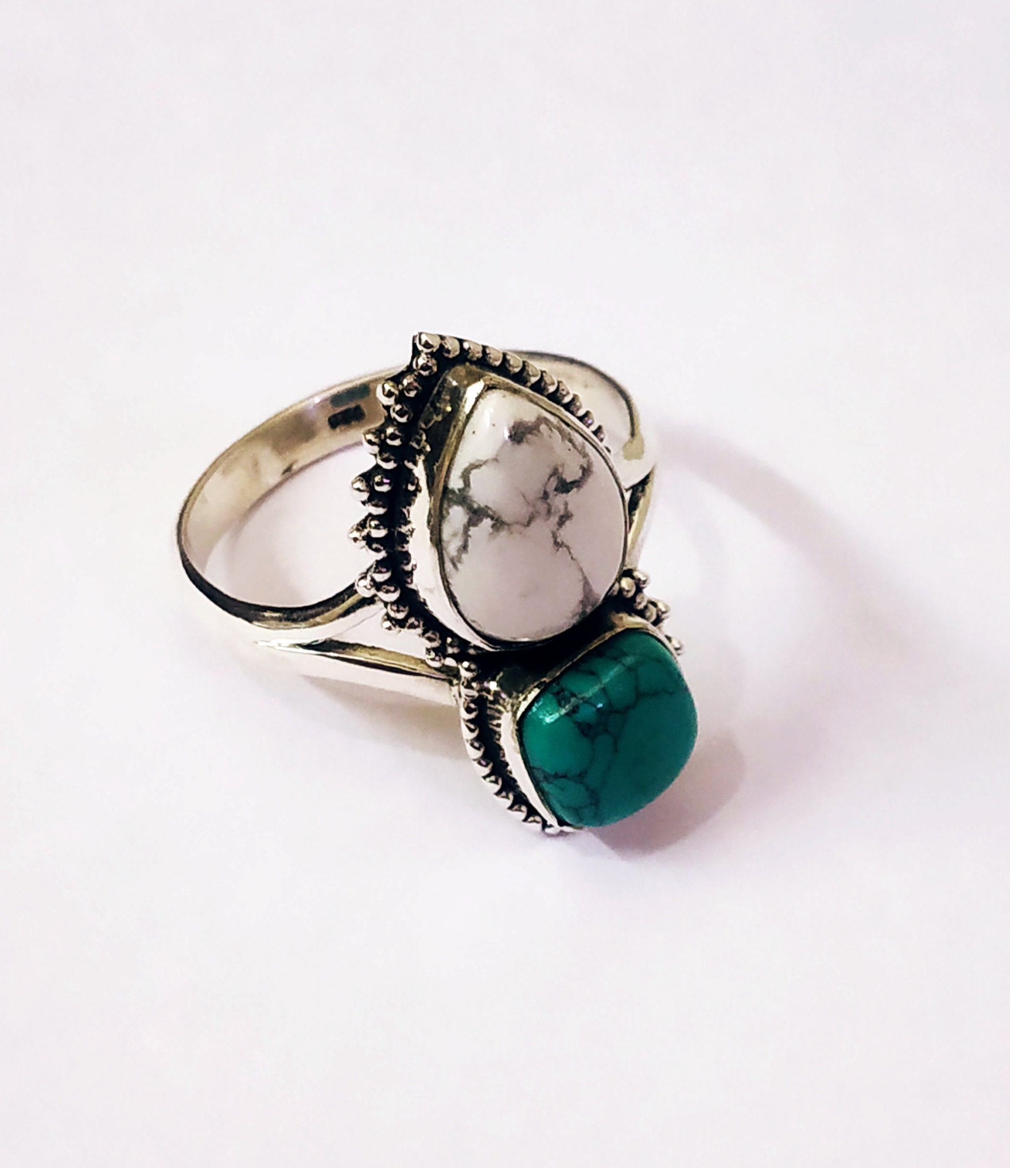 Howlite Ring 92.5% Silver Ring White Stone Ring Turquoise - Etsy Canada