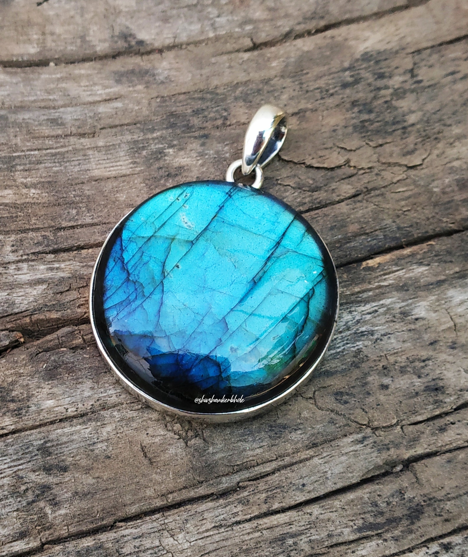 Labradorite Pendant 30mm Big Stone Pendant 92.5% Silver - Etsy