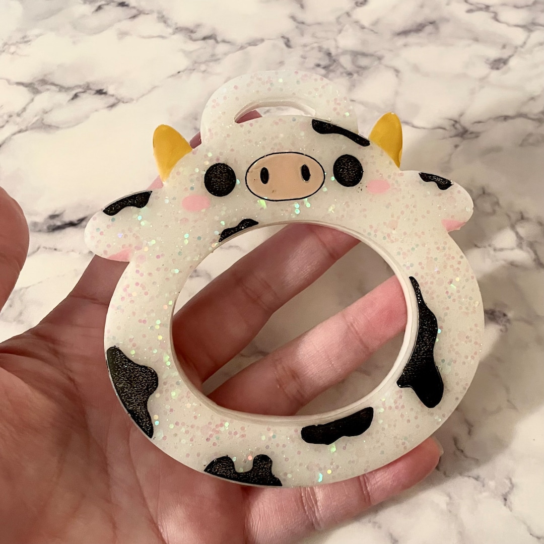 Kawaii Squish Marshmallow Cow Custom Resin Tsurikawa Glittery JDM Car ...