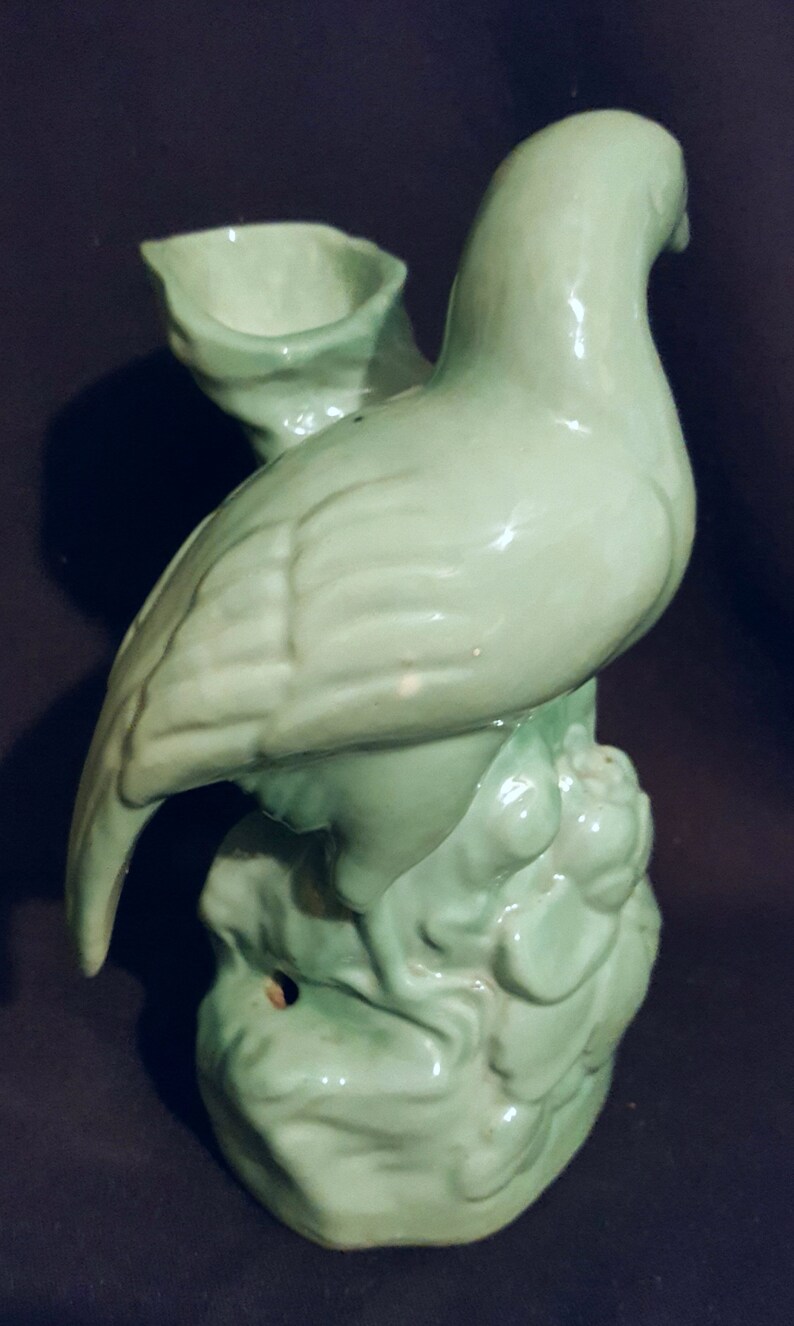 Vintage 9 Tall Aqua Ceramic Flower Frog Vase Large Bird - Etsy