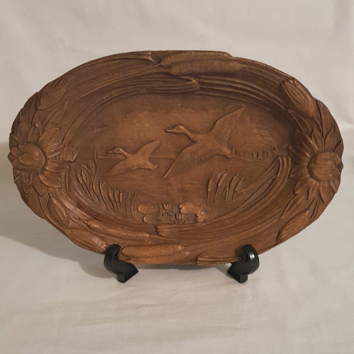 Vtg. Burwood Mallard Duck Cattail Pond Scene Formed Plastic | Etsy