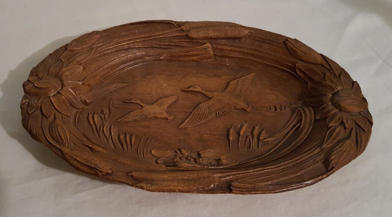 Vtg. Burwood Mallard Duck Cattail Pond Scene Formed Plastic | Etsy