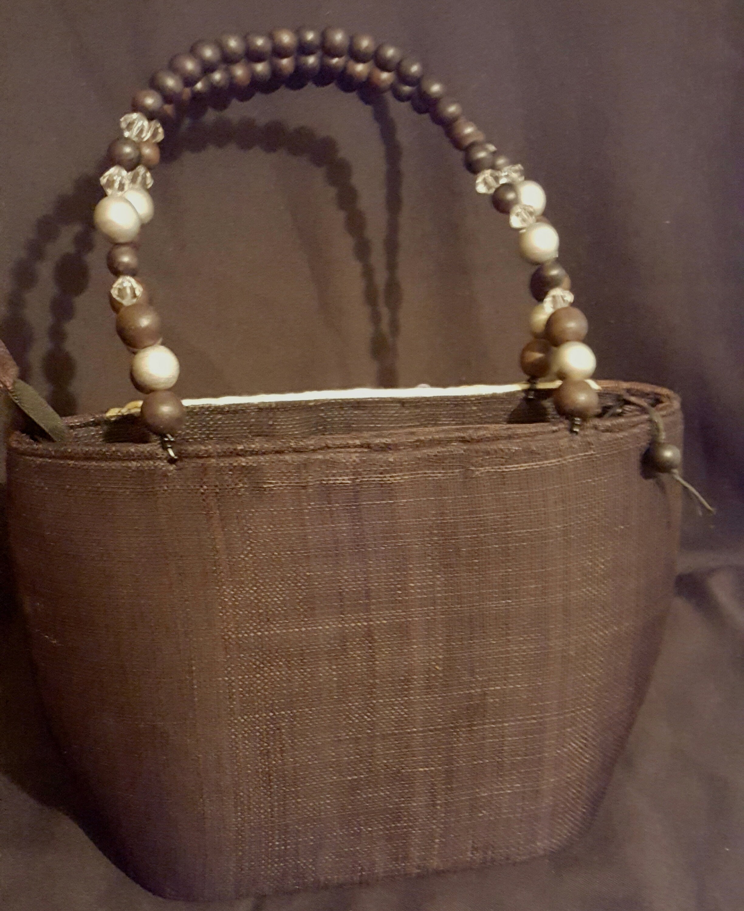 Cebu Signature Collection Beaded Sea Shell Art Bag Woven Brown Straw ...
