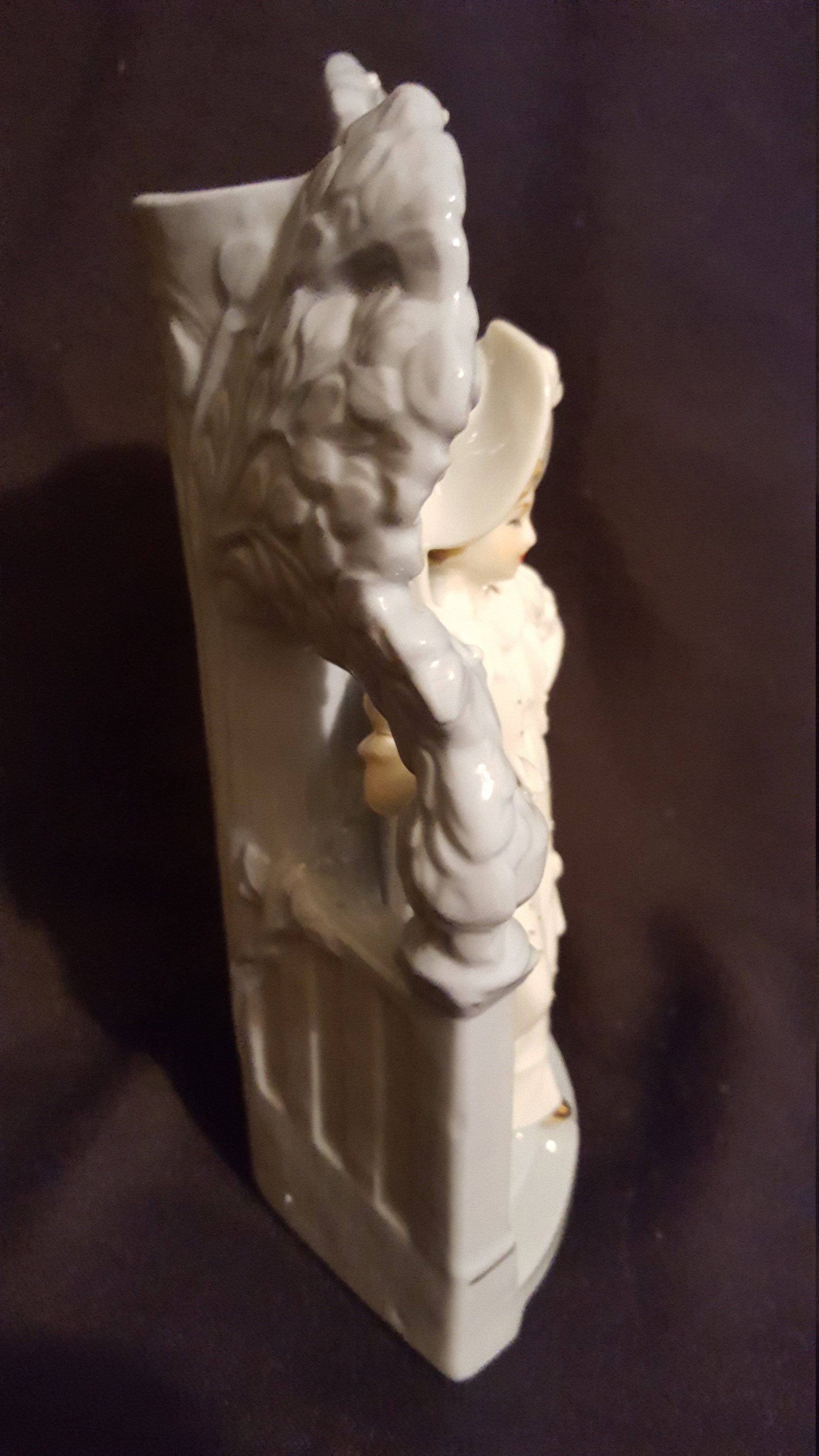 Rare Fine Porcelain Corner Vase Victorian Lady Woman in the Garden 24kt ...