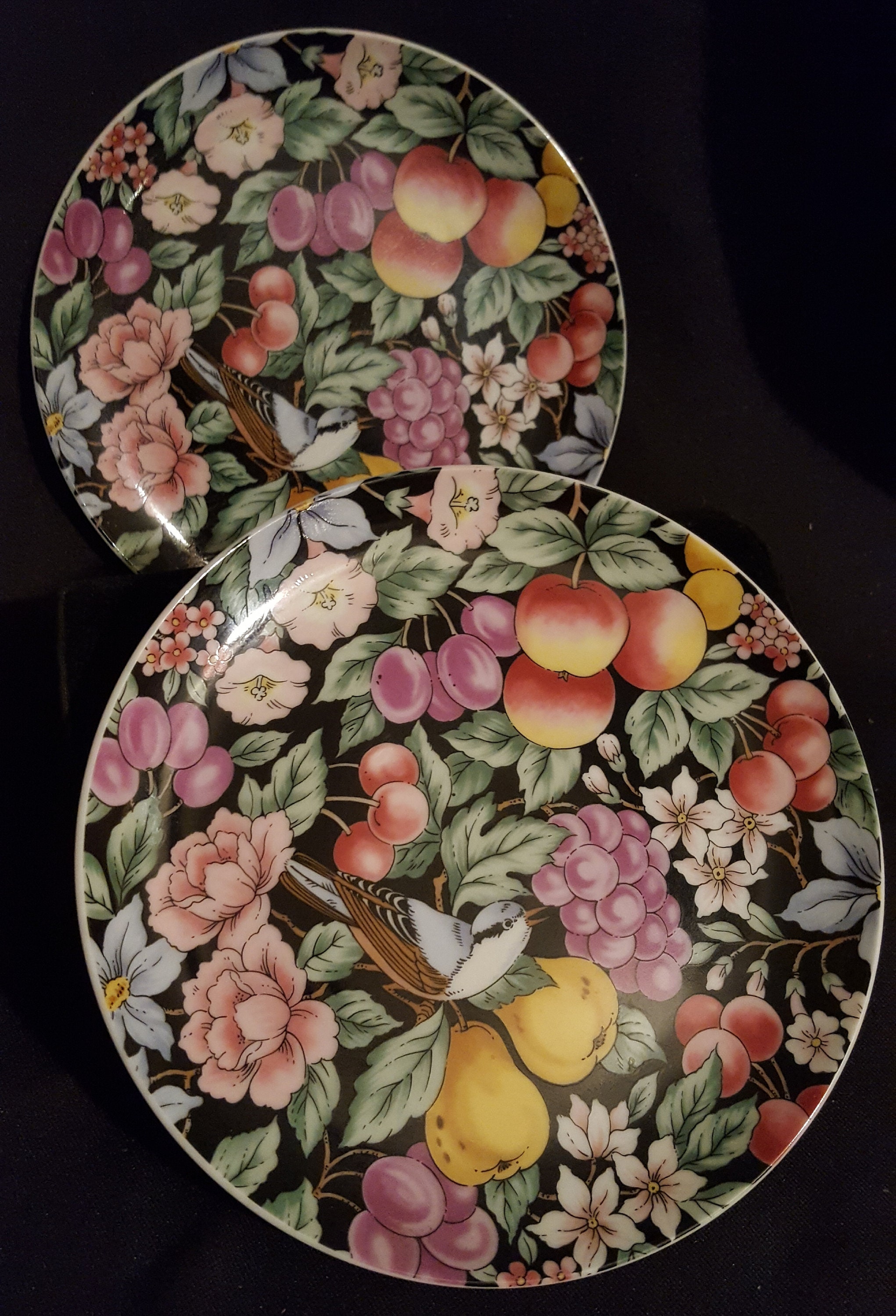 Vintage Albert Kessler Bird Fruit Flower Garden Plate 7.5" Set 2 Wren ...