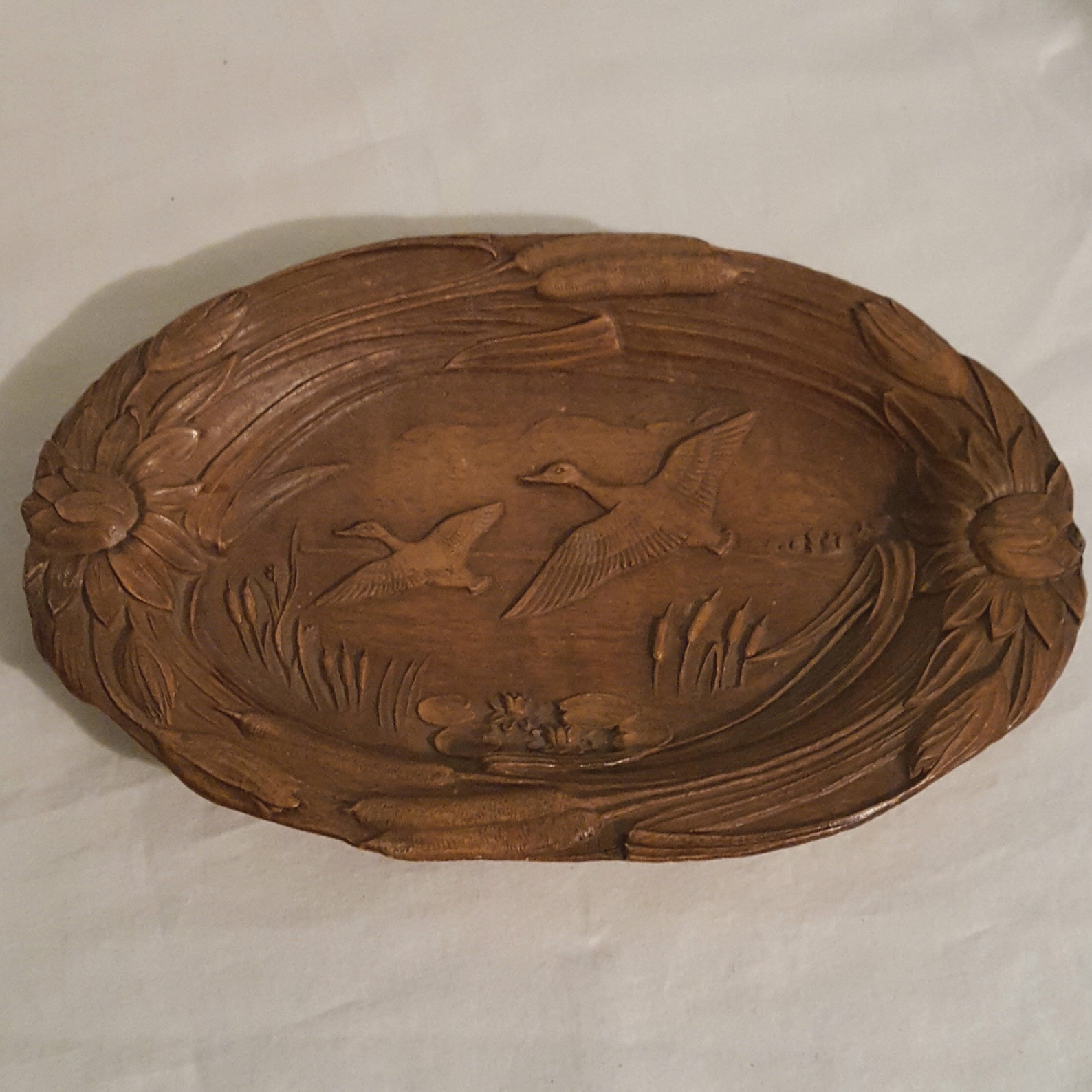 Vtg. Burwood Mallard Duck Cattail Pond Scene Formed Plastic | Etsy