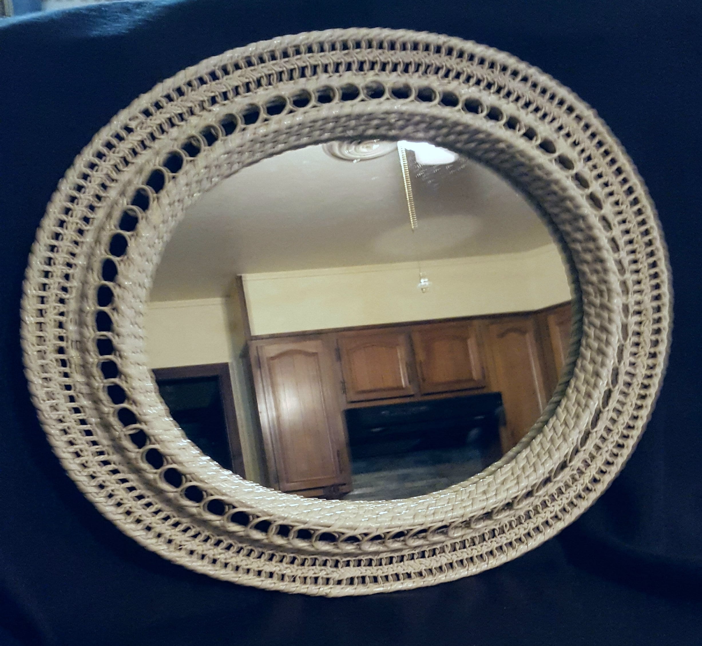 Vintage 20x17 In. White Wicker Framed Oval Wall Mirror Bath - Etsy
