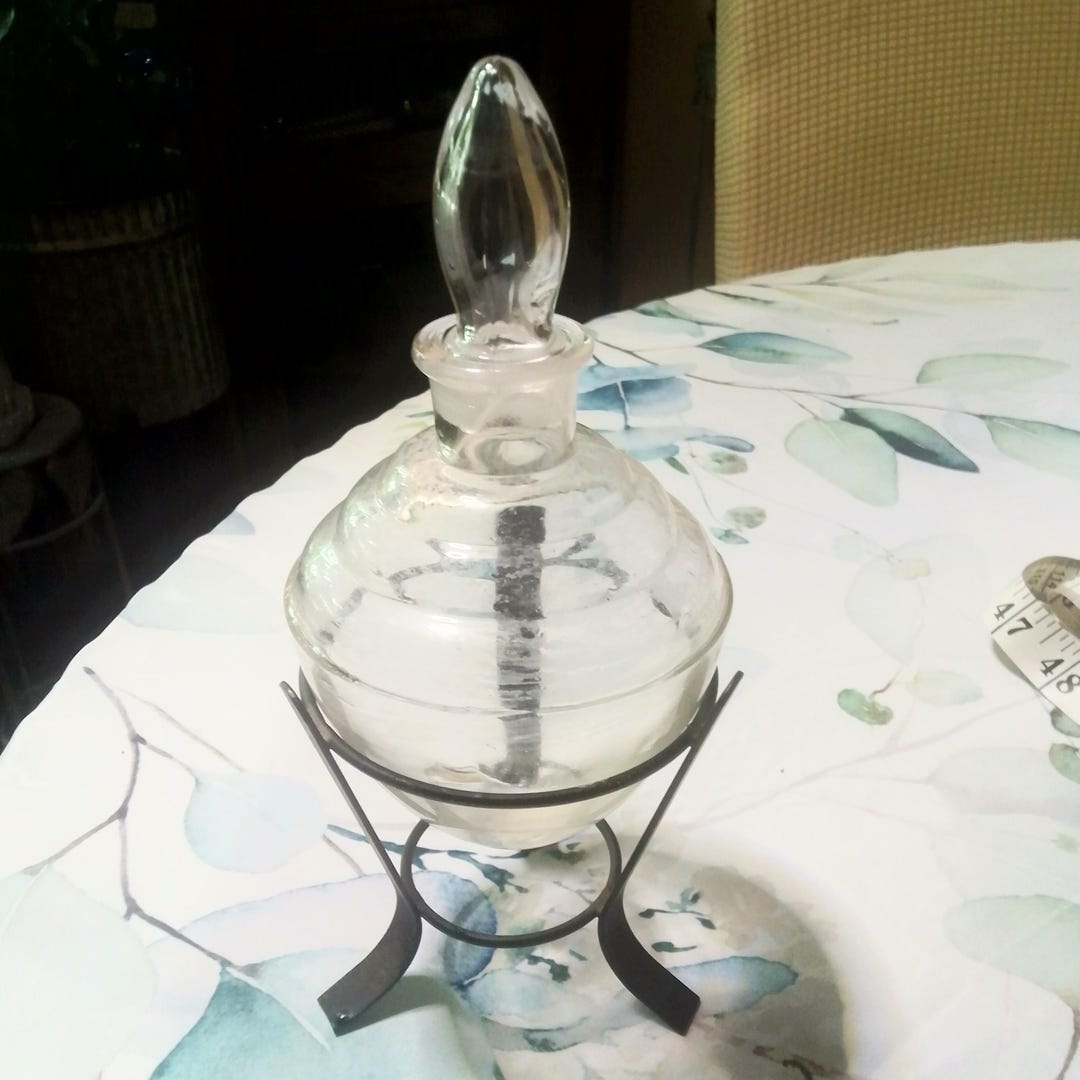 Original Apothecary Globe Carboy Pharmacy Display Jar in Metal Stand ...