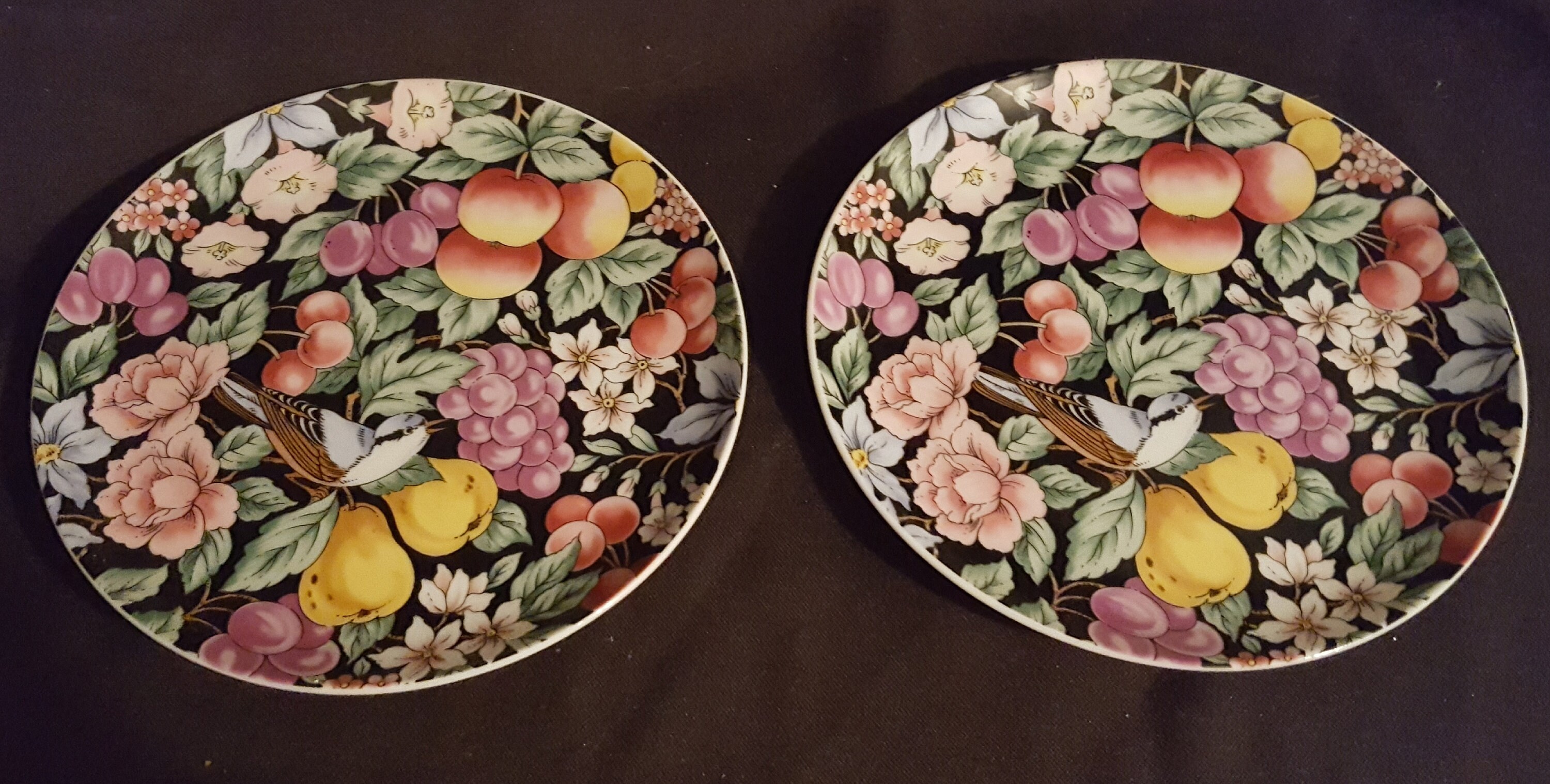 Vintage Albert Kessler Bird Fruit Flower Garden Plate 7.5" Set 2 Wren ...
