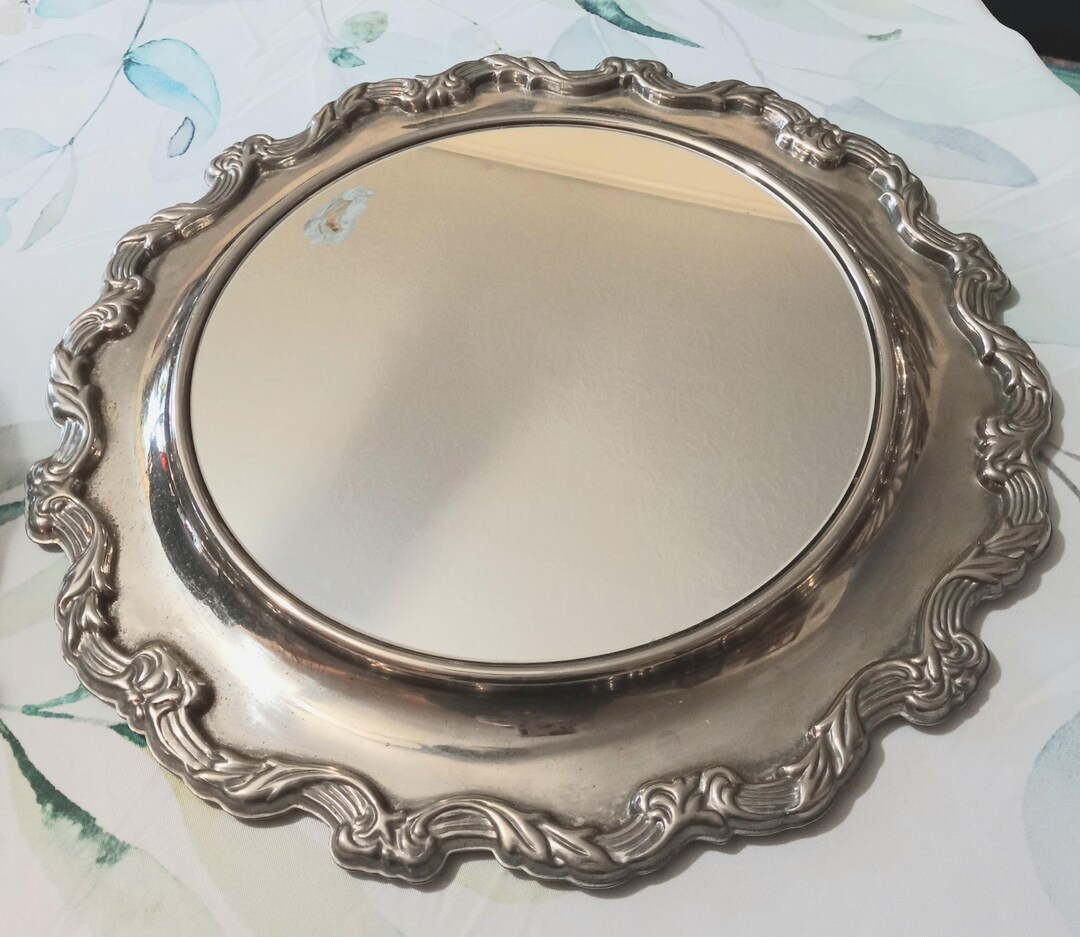 Vintage Silverplate Plateau With Mirror. Serving or Display Stand Table ...