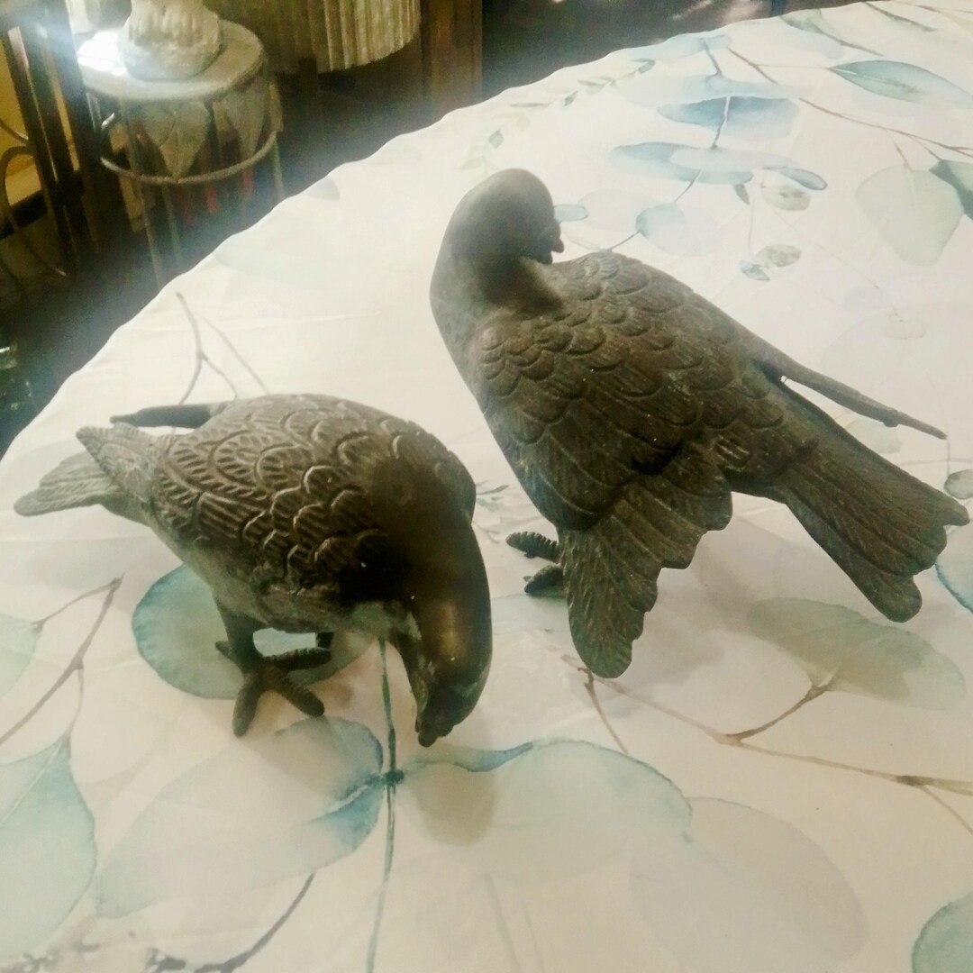 Pair Bronze Mourning Dove Sculpture Statues Garden Accent - Etsy