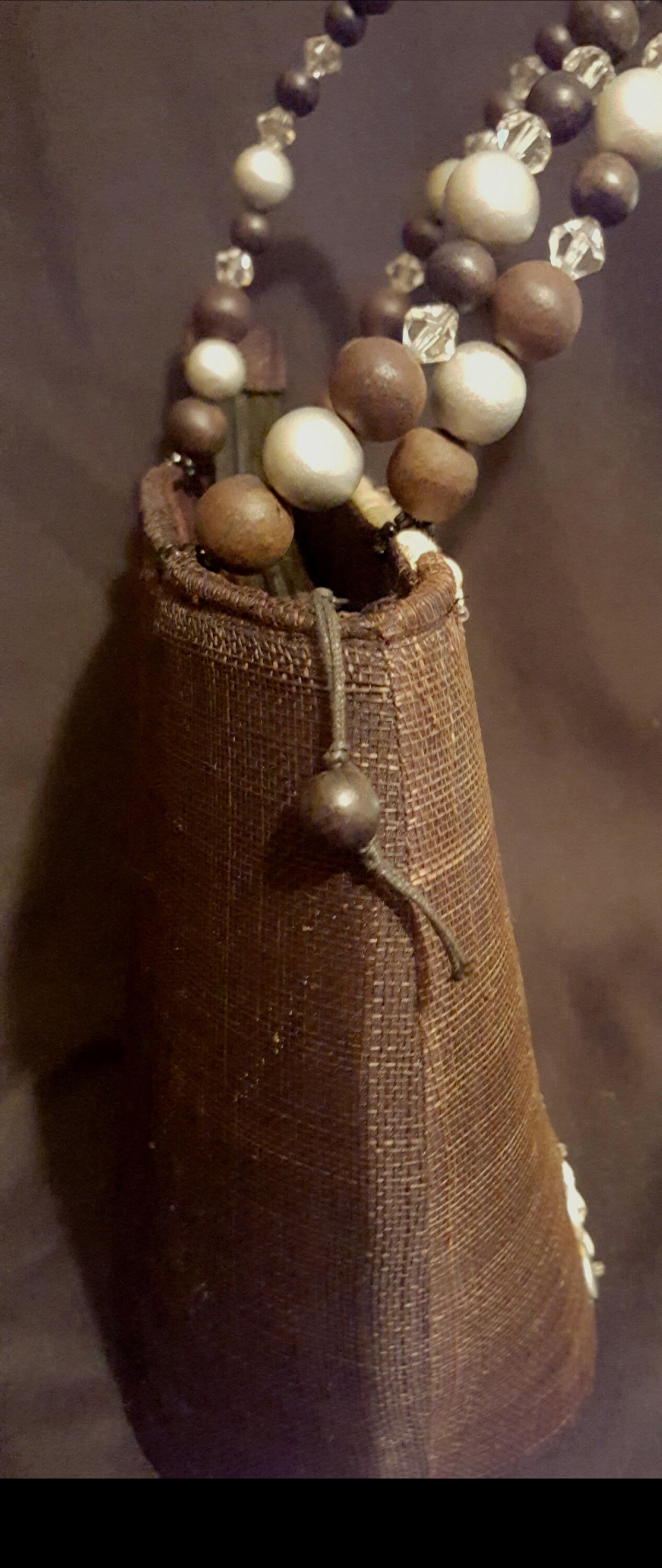 Cebu Signature Collection Beaded Sea Shell Art Bag Woven Brown Straw ...