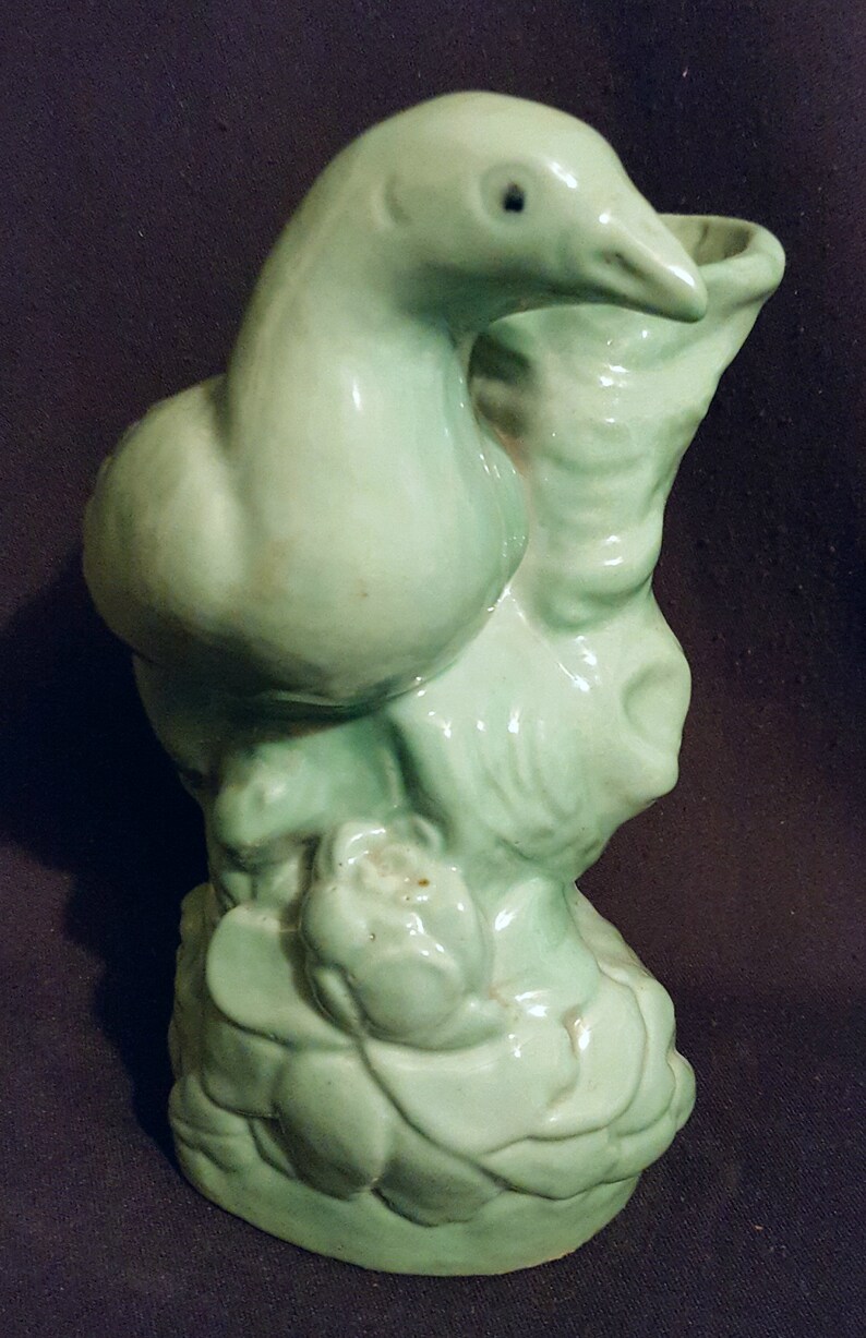 Vintage 9 Tall Aqua Ceramic Flower Frog Vase Large Bird | Etsy