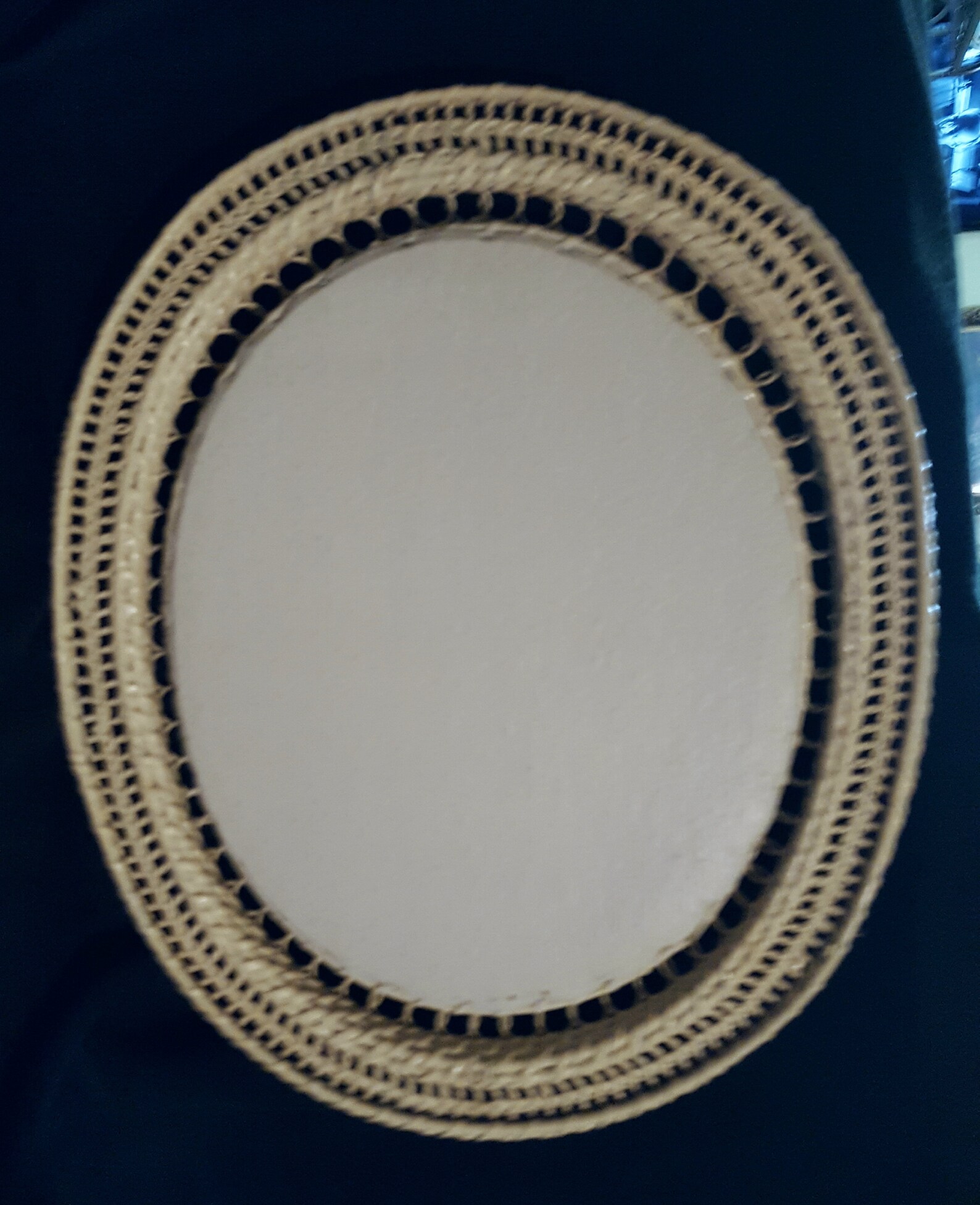 Vintage 20x17 In. White Wicker Framed Oval Wall Mirror Bath - Etsy