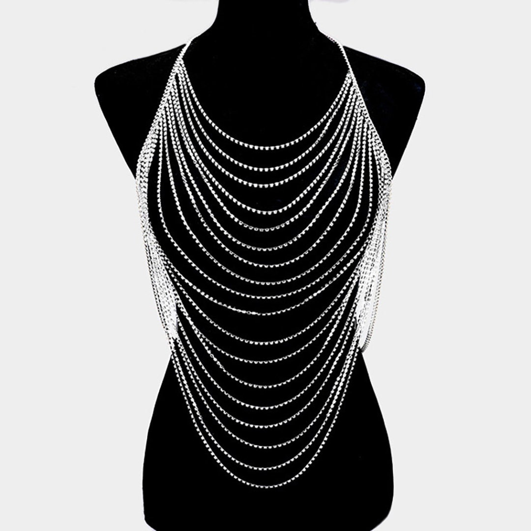 Multilayer Silver Body Chain, Metal Body Chain Gold, Gold Costume Dress ...