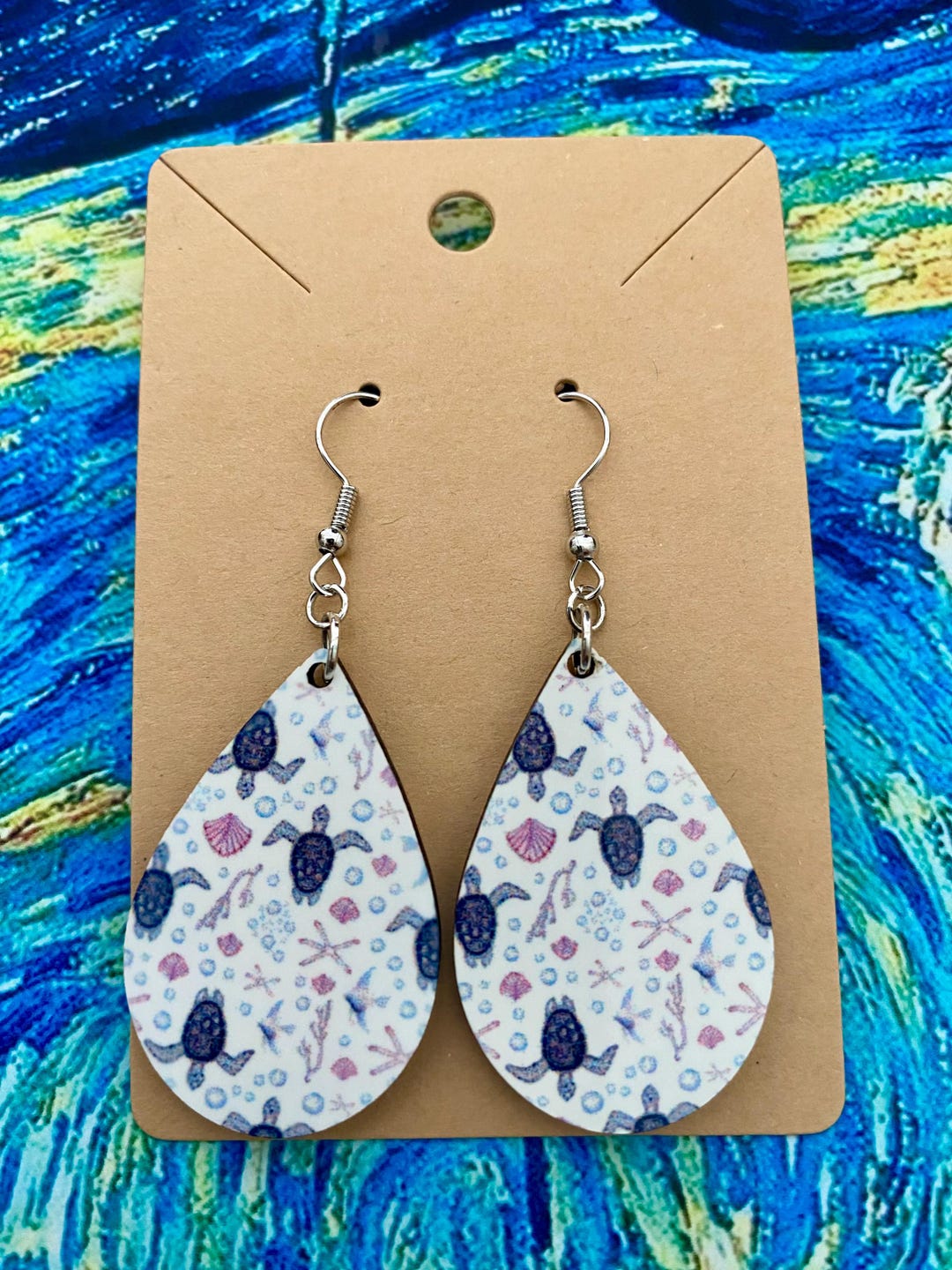 Teardrop Dangles- Sea Turtles, Coral, Starfish, Ocean Life - Etsy