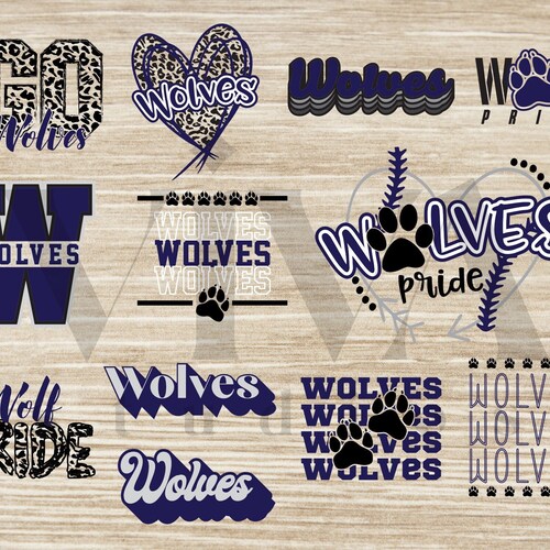 Wolves School Mascot Bundle SVG DXF PNG Go Wolves Svg | Etsy