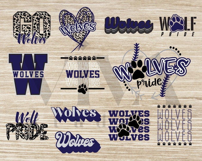 Wolves School Mascot Bundle SVG DXF PNG Go Wolves Svg, Wolves Pride Svg ...