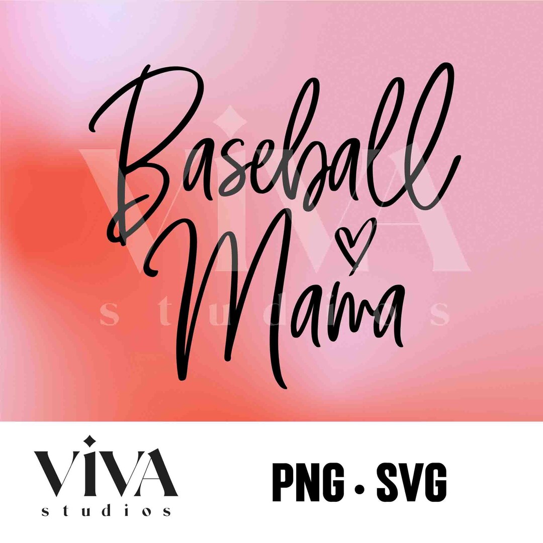 Baseball Mama Handwritten Heart SVG Sport Mascot Svg Instant Download ...