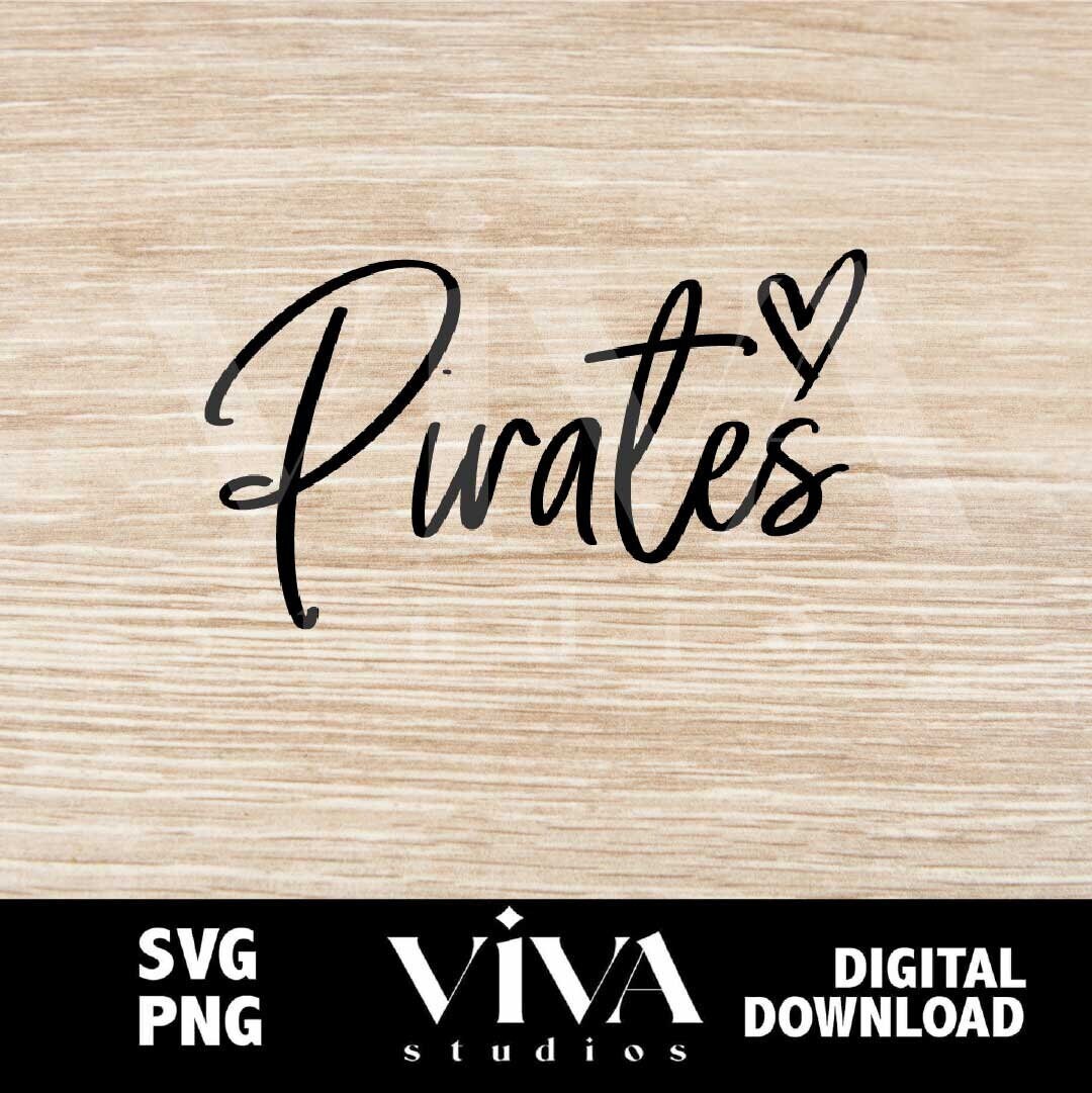 Pirates Handwritten Heart SVG | Sport Mascot Svg | Instant Download SVG ...