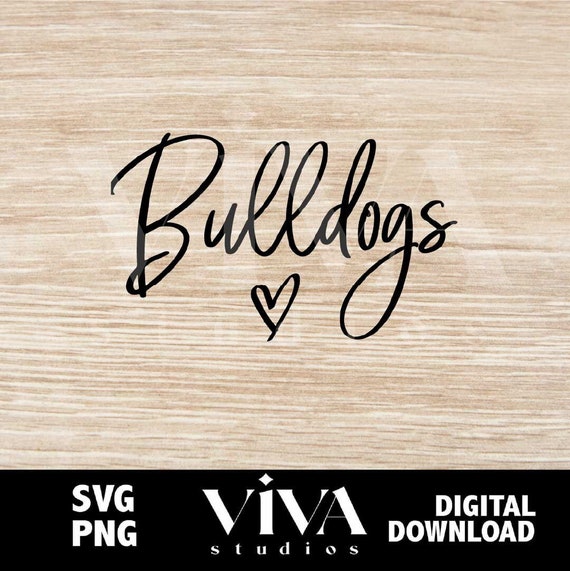 Bulldogs Handwritten Heart SVG Sport Mascot Svg Instant | Etsy