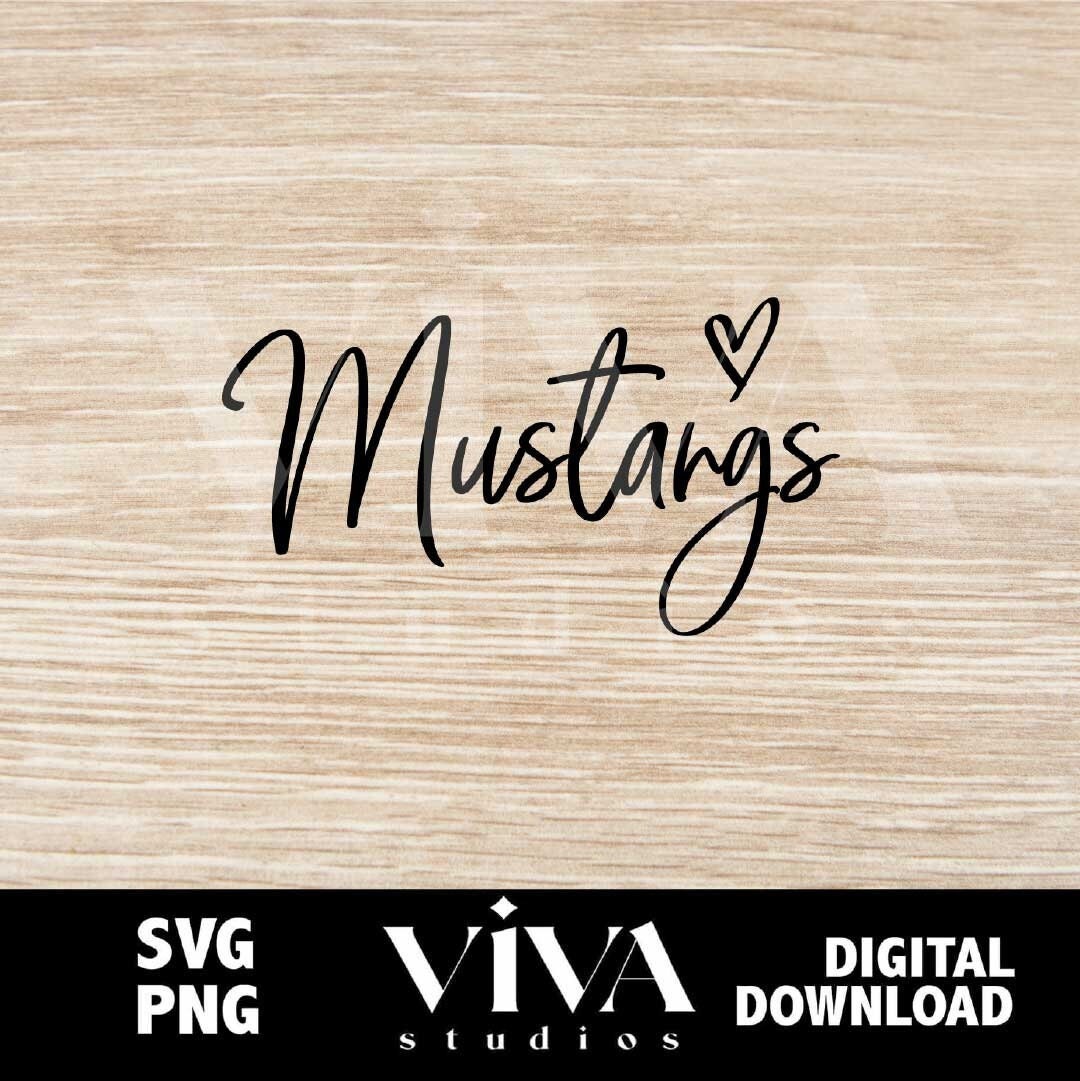 Mustangs Handwritten Heart | Sport Mascot SVG | Instant Download SVG ...
