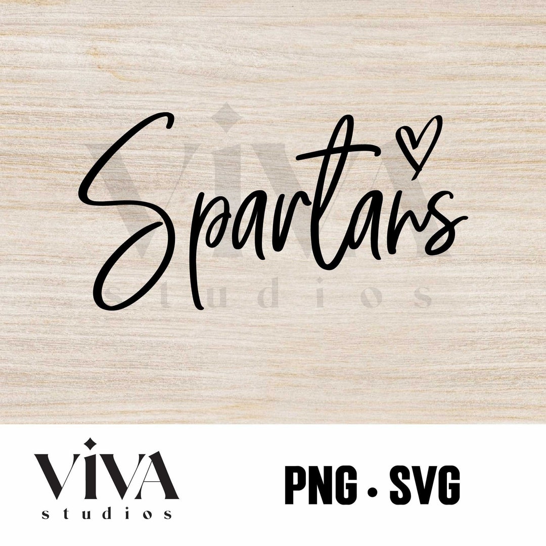 Spartans Handwritten Heart SVG | Sport Mascot Svg | Instant Download ...