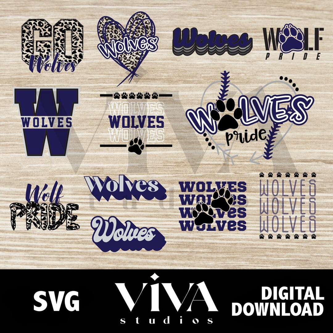 Wolves School Mascot Bundle SVG DXF PNG Go Wolves Svg, Wolves Pride Svg ...