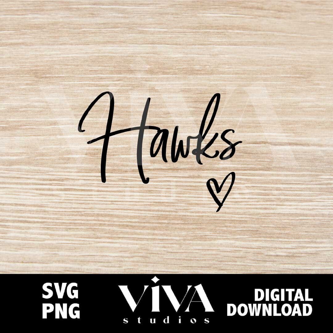 Hawk Handwritten Heart | Sport Mascot SVG | Instant Download SVG and ...