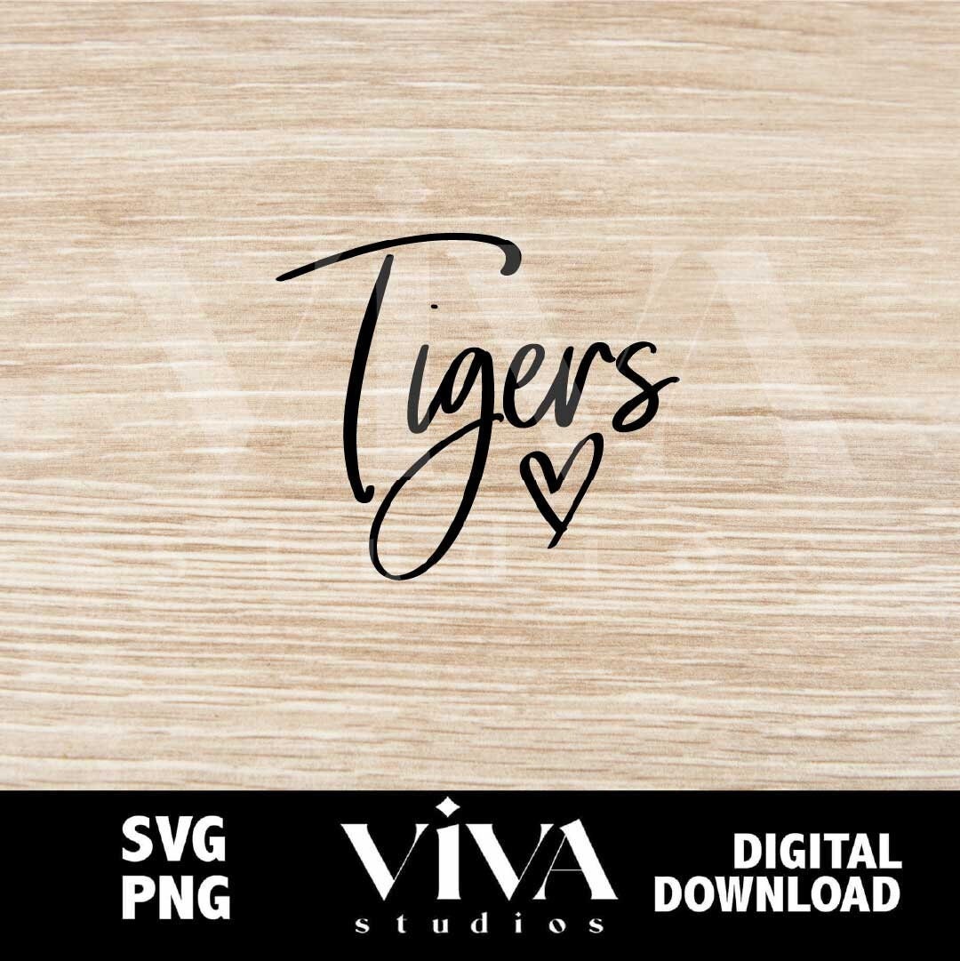 Tigers Handwritten Heart SVG | Sport Mascot Svg | Instant Download SVG ...