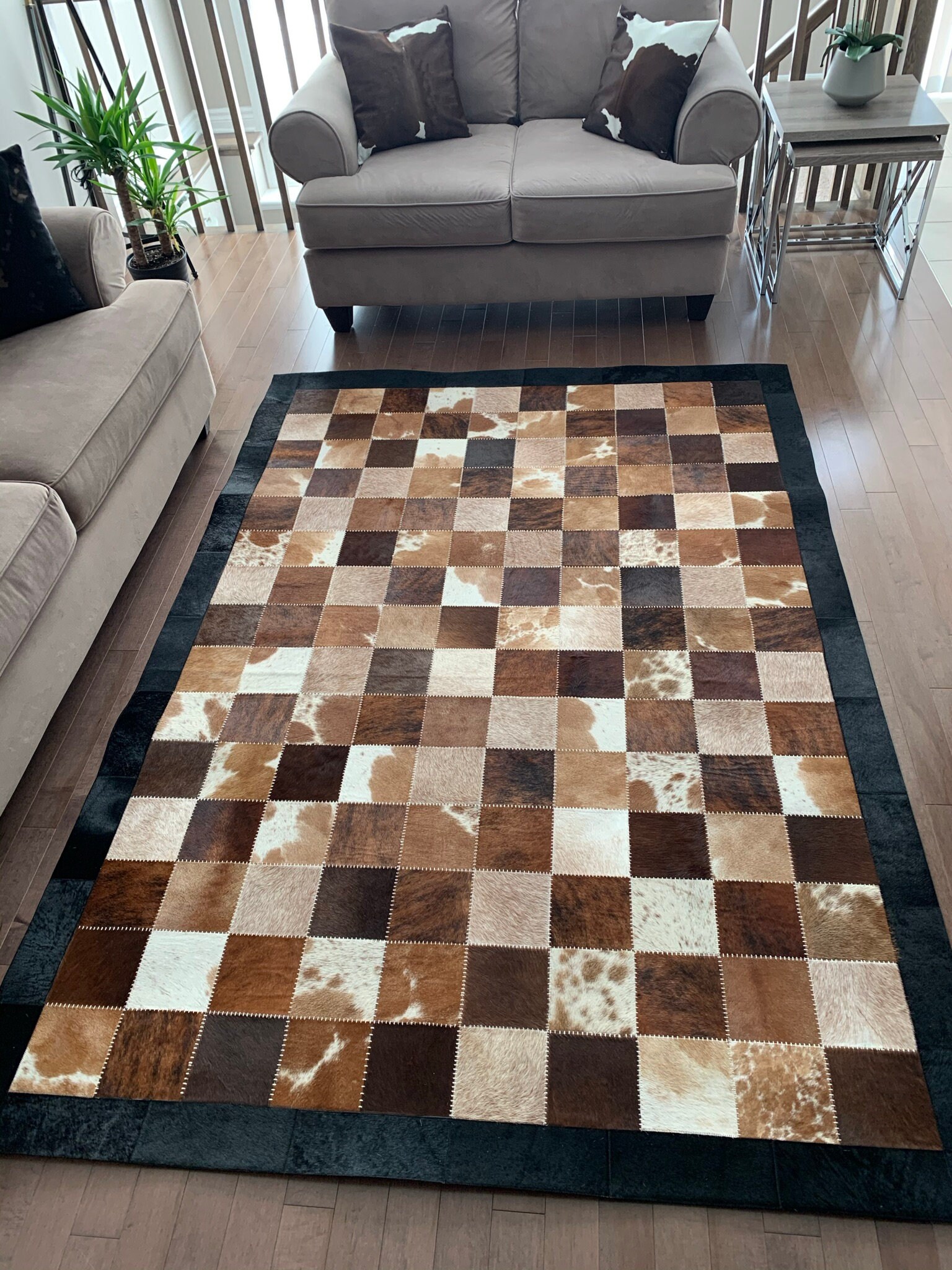 Cowhide Patchwork Rug / Natural Cowhide Patchwork Handmade Rug Real Cow ...