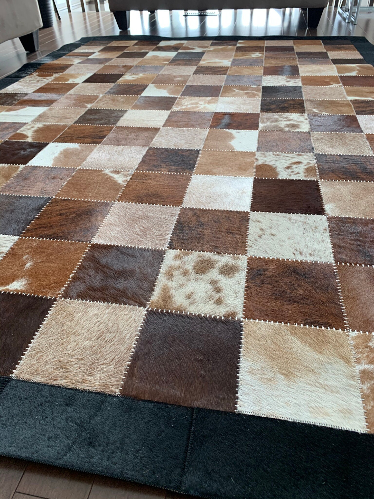 Cowhide Patchwork Rug / Natural Cowhide Patchwork Handmade Rug Real Cow ...