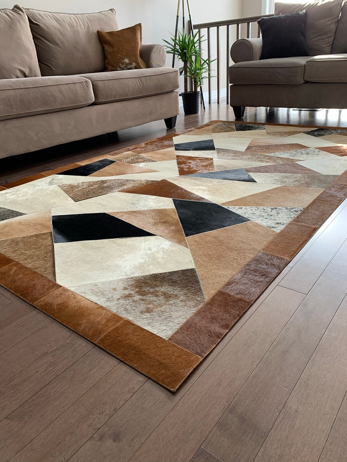 Cowhide Patchwork Rug / Natural Cowhide Patchwork Handmade | Etsy