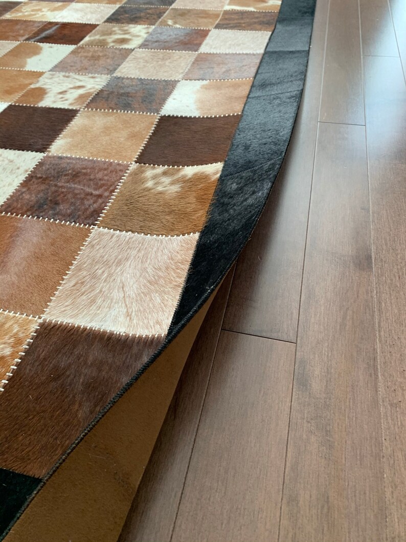 Cowhide Patchwork Rug / Natural Cowhide Patchwork Handmade Rug Real Cow ...