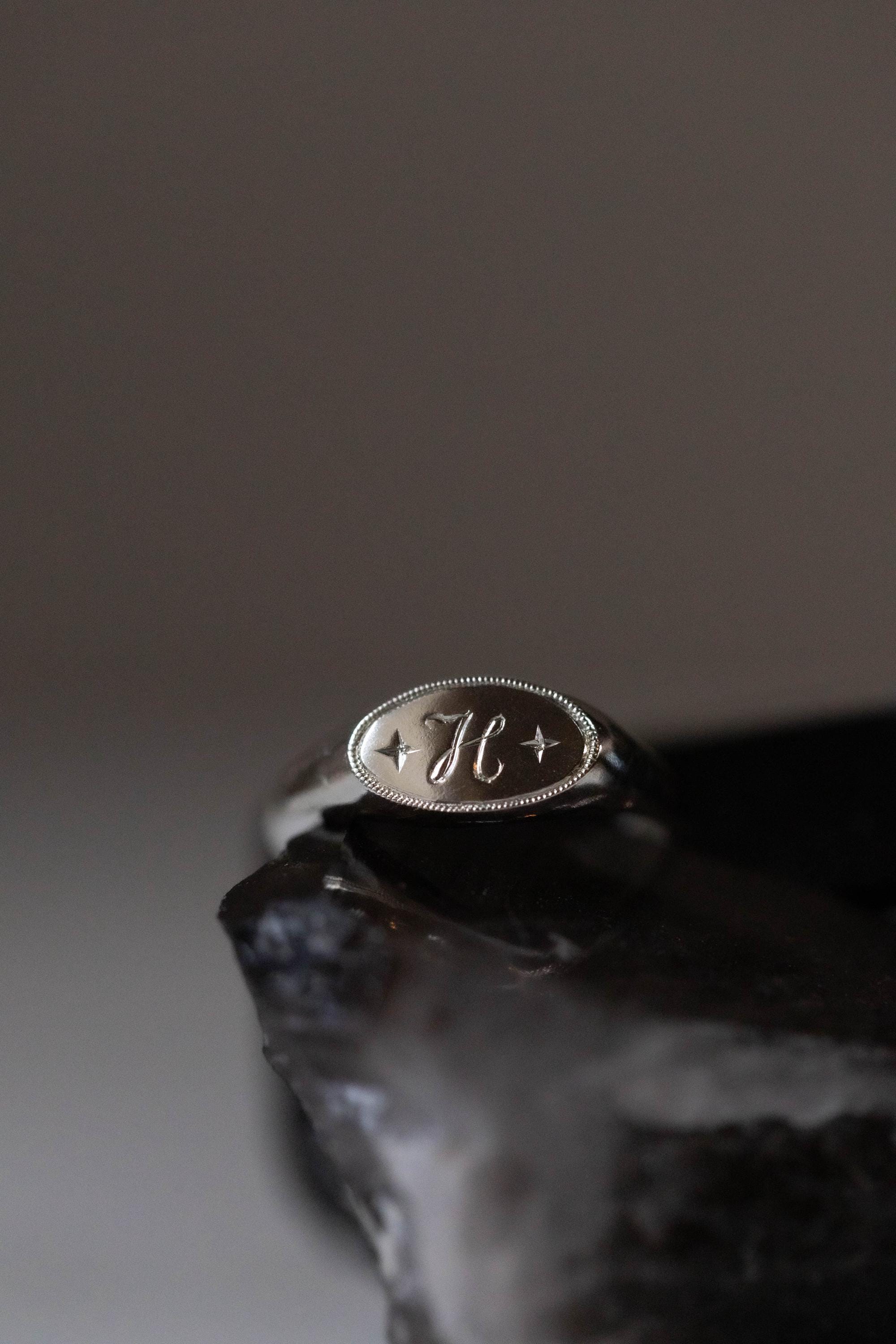 Initial Pinky Ring- Celestial Signet - Etsy