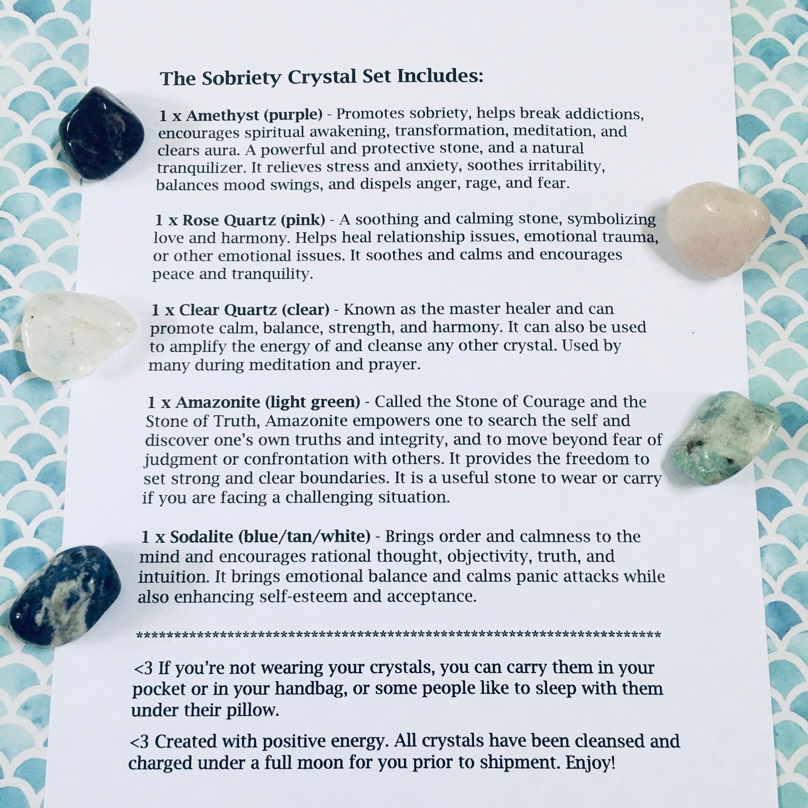 SOBRIETY CRYSTAL SET, Healing Crystal Set, Gift Set, Gemstone Set, Raw ...