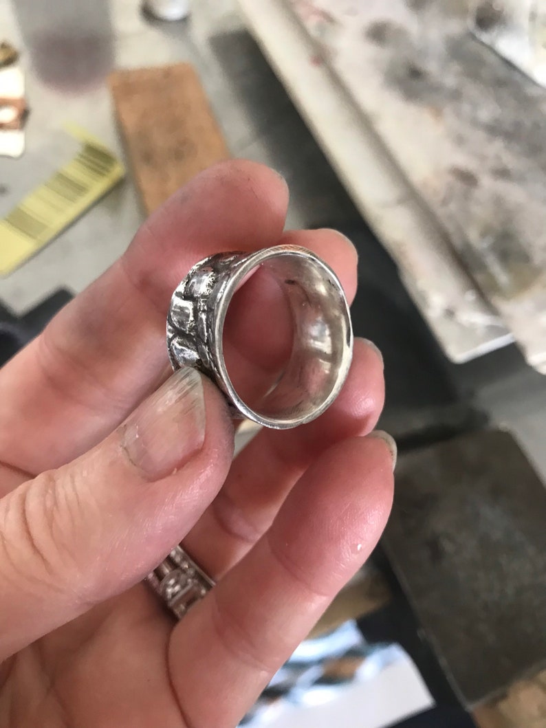 Croc Skin Style Silver Mens Ring - Etsy